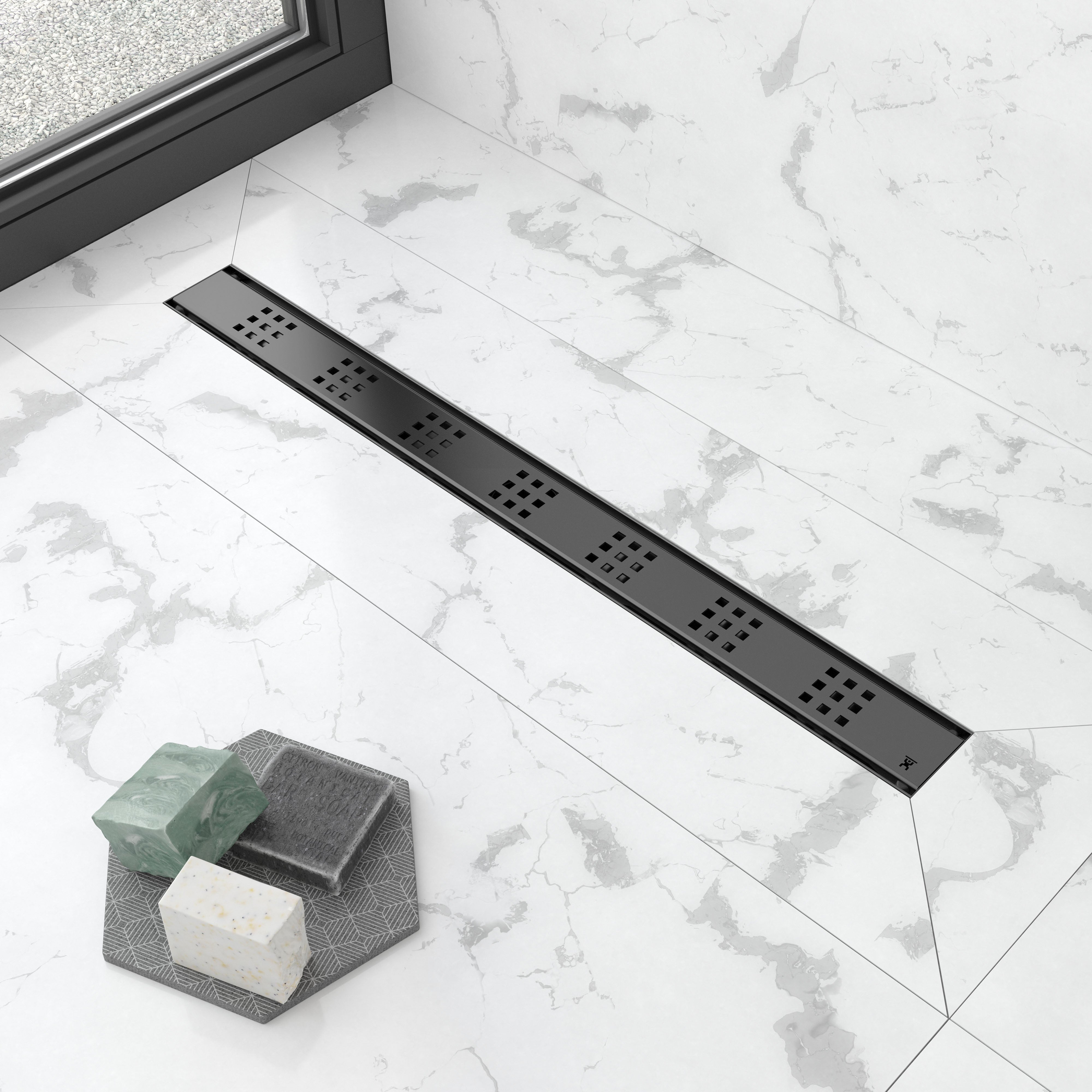 GURU DRAIN & STRAINER PLUS NERO 24" | Stainless Steel Linear Drain